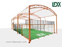 China Professional Covered Padel Court with Panoramic Glass Walls & Split Canopy for sale