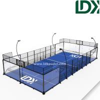 China Multi-Sport Panoramic Padel Court with Basketball Hoops – Blue Turf for sale