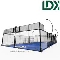 China Multi-Sport Panoramic Padel Court with Basketball Hoops – Blue Turf for sale