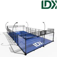 China Multi-Sport Panoramic Padel Court with Basketball Hoops – Blue Turf for sale
