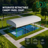China Outdoor Panoramic Padel Court with Integrated Motorized Retractable Canopy for sale