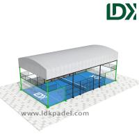 China Outdoor Panoramic Padel Court with Integrated Motorized Retractable Canopy for sale