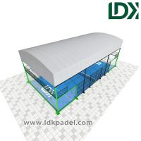 China Outdoor Panoramic Padel Court with Integrated Motorized Retractable Canopy for sale