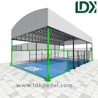 China Outdoor Panoramic Padel Court with Integrated Motorized Retractable Canopy for sale