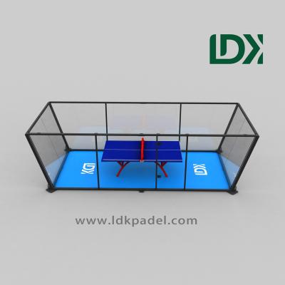 China Panoramic Padel-Style Ping Pong Court with Tempered Glass Enclosure for sale