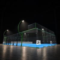 China Commercial 360° Panoramic Padel Court with Reinforced Glass Ribs and Overhead LED Lighting for sale