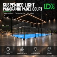 China Professional Panoramic Padel Court with Suspended Overhead LED Lighting and Tempered Glass Panels for sale