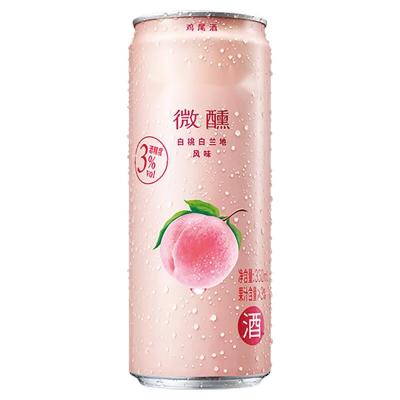 China Custom Cylindrical Cocktail Cans 330ml 3% Alcohol White Peach Flavor Alcoholic Beverage Canning for sale