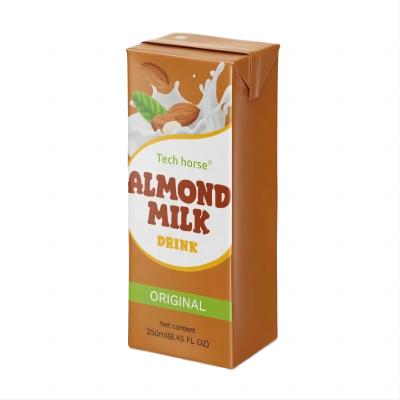 China Tech Horse 250ml Almond Milk Original Flavor Aseptic Paper Carton Soft Drink 18 Month Shelf Life for sale