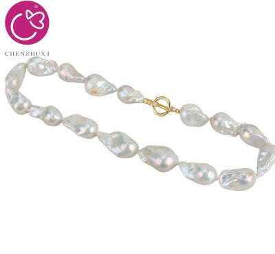 China Hot Sale Pure Freshwater Pearl Necklace White Baroque Style Fashion Pearl Necklace Jewelry for sale