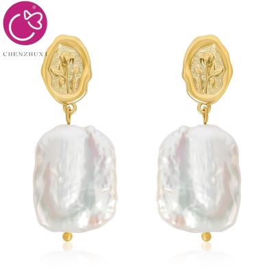 China Fashion Jewelry Latest Design Natural Pearl Earrings Pearl Petals Baroque Pearl Earrings for sale