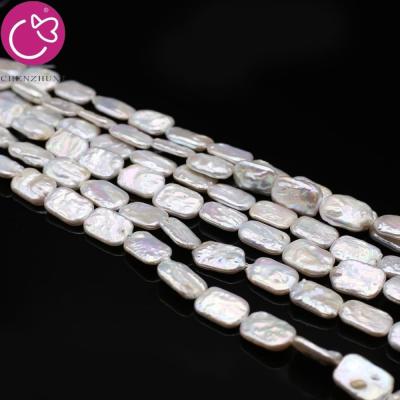 China Cheap Price 13-15mm Natural White Loose Real Freshwater square Pearl Beads Strand for sale