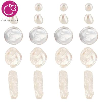 China Different Styles Natural Freshwater Pearl Star Heart Round Button Baroque Loose Pearl and Pearl Earrings White Color Jewelry for sale