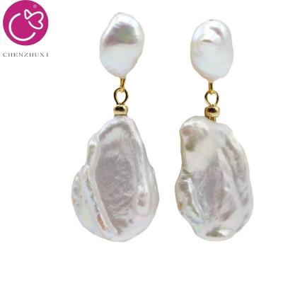 China Baroque Freshwater Pearl Dangle Drop Earring Women Waterproof Fashion Earring Irregular Baroque Pearl Earrings for sale