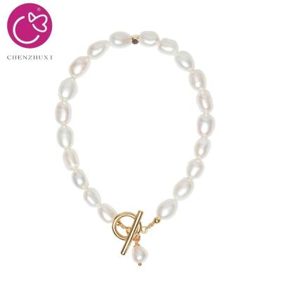 China Minimalist Double Wrap Freshwater Pearl Beads Bracelets for Women Toggle Two Strands Rice Round Pearl Bracelet for sale