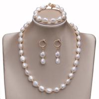 China Freshwater Necklace Baroque Pearls Natural Women 10mm Jewelry Sets Gold Plated Opp Bag Wholesale Stainless Steel Jewelry Sets for sale