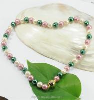 China Chenzhuxi Hot Vintage Green Pink Cream Pearl Necklace for Dress Accessories for sale