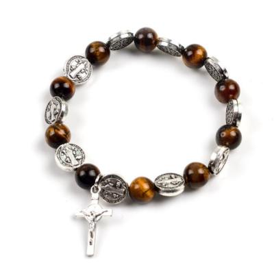 China Vintage Cross Charm Christian Rosary Bracelet for sale