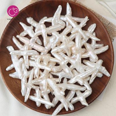 China Natural Freshwater Pearl Cross Pendant Irregular Cross Diy Necklace Earrings Baroque Pearl Cross Charms Accessories Wholesale for sale