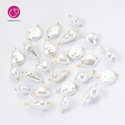 China Irregular Baroque Perforated Imitation Pearl Loose Beads Connected Pendant Handmade DIY Jewelry Accessories for sale