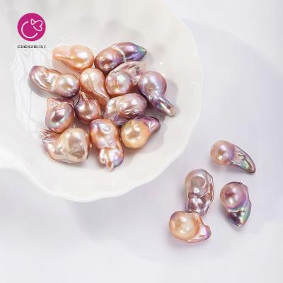 China Dazzling Large Baroque Pearl Without Hole Purple Loose Pearl Bright Flawless DIY Handmade Material for sale