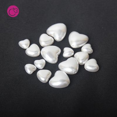 China Wholesale 18-14mm Sewing Pearl Stones White Plastic Acrylic Beads Heart Pearls With Hole for Hairpin DIY for sale