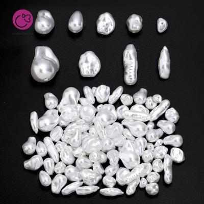 China ABS Imitation Pearl Straight Hole Beads White Irregular Triangle Natural Loose Pearls for Decorative Semi-Finished Products for sale