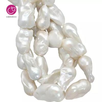 China Large Big Size Wholesale Natural Fireball Nucleated Baroque Real Barock Fresh Water Freshwater Pearls Bead Strands for sale