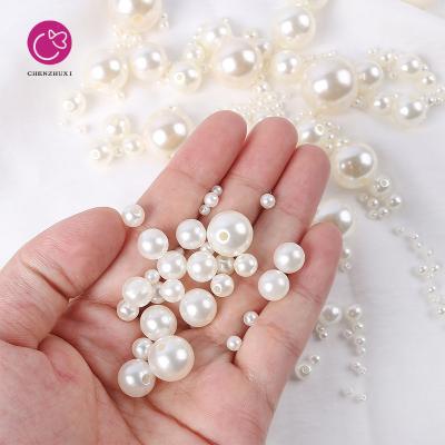 China Wholesale High Quality Round Pearls With Hole Multi Sizes Colors Loose Beads Pearls for Garment Accessories for sale