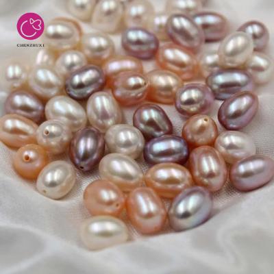 China Half Drilled Real Drop Shape Freshwater Pearl High Quality Flawless Rice Shape Natural Loose Pearl for sale