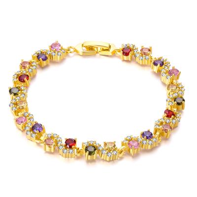 China Women 18K Gold Plated Cubic Zirconia Tennis Bracelet for sale