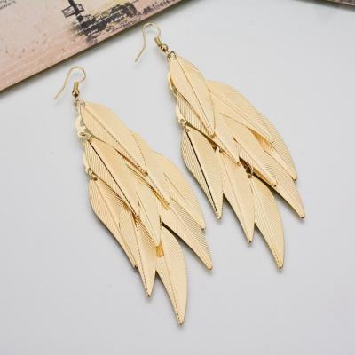 China 2025 Personality Indian Baroque Vintage Willow Leaf Long Wholesale Earrings for sale