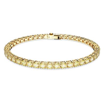 China 2025 Best Matrix Tennis Bracelet Round Cut Medium Blue Green Pink White Rose Gold Silver Gold-tone Plated Bangle for sale