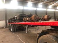 China 60 Ton Used Flatbed Semi Trailer , 40ft 3 Axle Flatbed Semi Trailer for sale
