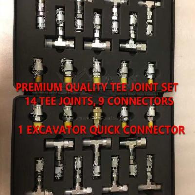 China C Hitachi Komatsu  Hydraulic System Pressure Test Tee Fitting Kit 24 Pcs For Excavator for sale