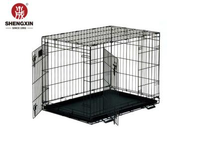 China Metal Wire Double Door Folding Pet Cage For Large Dog for sale