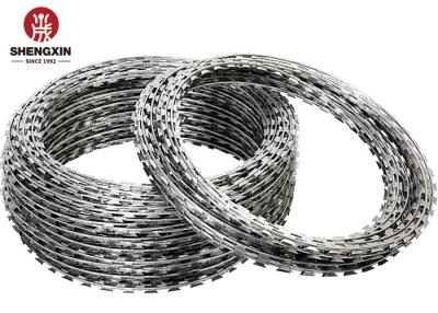 China Anti Climb 1.6Mm 500M 25Kgs/Roll Barbed Tape Concertina Wire For Protection for sale