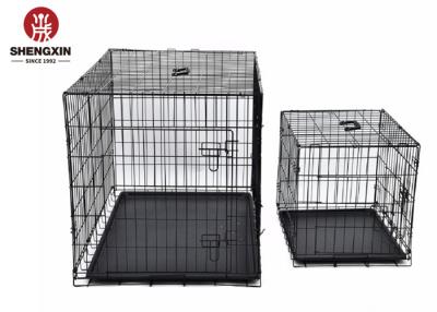 China 19 Inch Large Metal Dog Cage Professional Folding With Wheels for sale