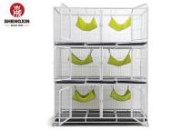 China Customizable White Metal Dog Cage 3 Layer Double Door Dog Kennel for sale