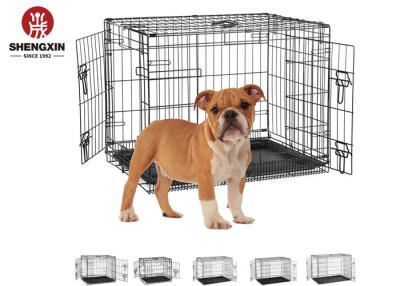 China Transport Stainless Steel Large 67cm Foldable Metal Dog Cage for sale