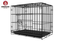 China Black 42 Inches Large Wire Dog Crate Breathable Double Door for sale