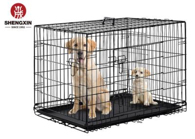 China 36'' 8.5kg Metal Dog Cage Heavy Duty Dog Crate Black Powder coated for sale