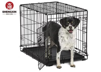 China Foldable ODM Metal Dog Cage With ABS Tray black powder coating for sale
