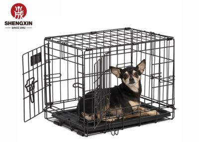 China Collapsable Kennel Mesh Double Door 67cm Metal Dog Cage OEM for sale