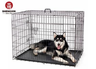 China Strong Black 48'' 2 Door Pet 4xl Metal Dog Cage Folding for sale
