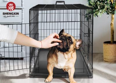 China Double Door Foldable Large Heavy Duty Steel Kennel Cages 14 Inch for sale