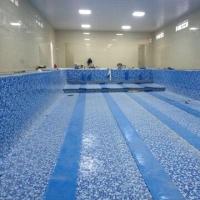China Mosaic Design Blue Color 1.5mm Polyester Reinforced PVC Swimming Pool Liner Material with ISO9001/14001 Certification for sale