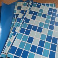 China Concrete Swimming Pool Waterproofing Material Solution 2.05m Width Blue Mosaic Color PVC Liner with Water Ripple Design for sale