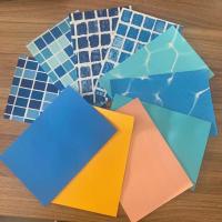 China Concrete Swimming Pool Waterproofing Material Solution 2.05m Width Blue Mosaic Color PVC Liner with Water Ripple Design for sale
