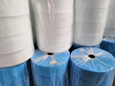 China 30g bule/ white spunlace polyester spunbond nonwoven fabric for masks for sale